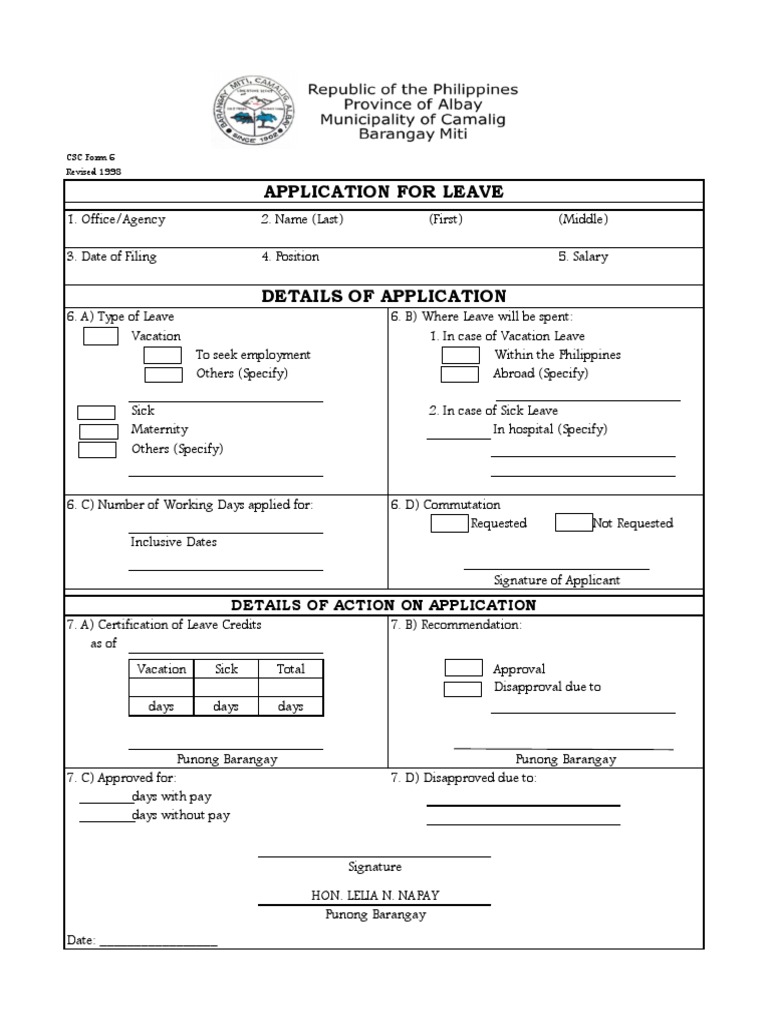 Leave Form | PDF | Government | Business