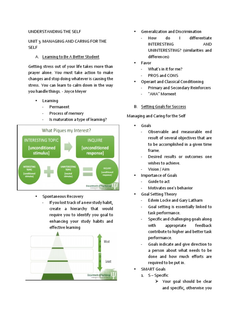 UTS Unit 3 Handout | PDF | Goal | Stress (Biology)