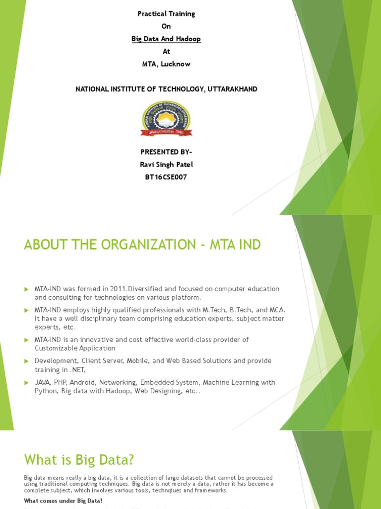 Practical Training On Big Data and Hadoop at MTA, Lucknow | PDF ...