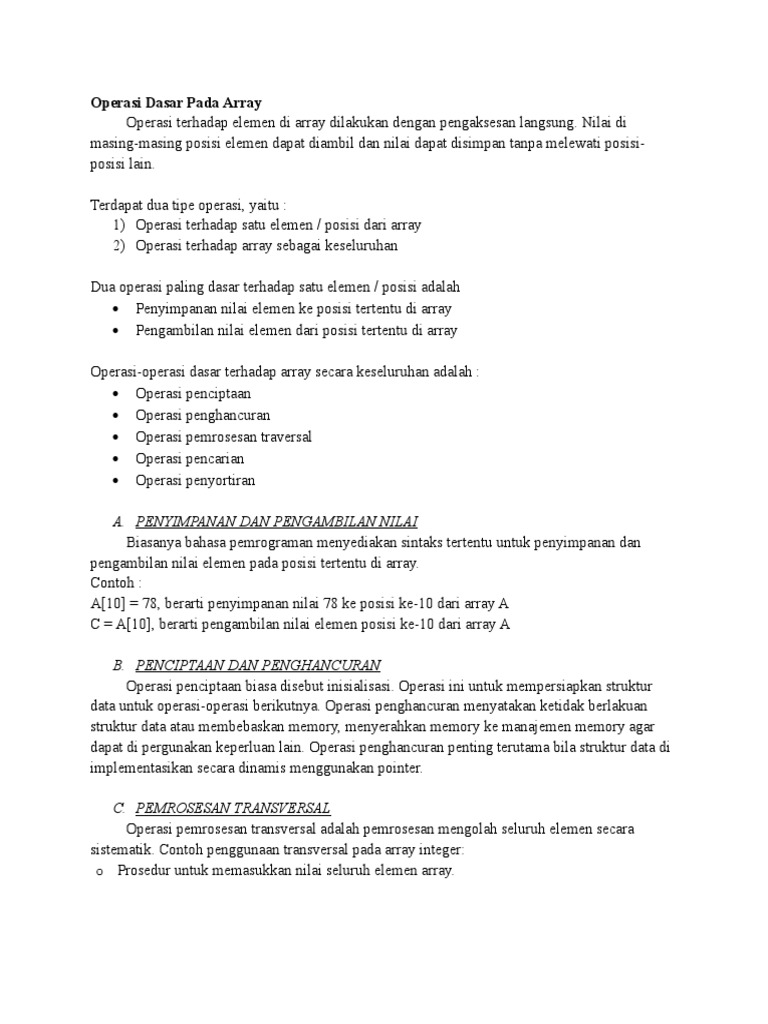 Operasi Dasar Pada Array (BAGIAN RE) | PDF