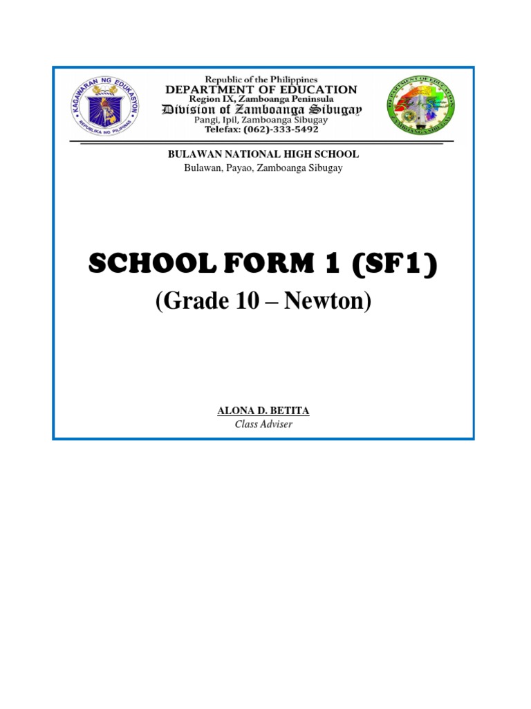 School Form: (Grade 10 - Newton) | PDF
