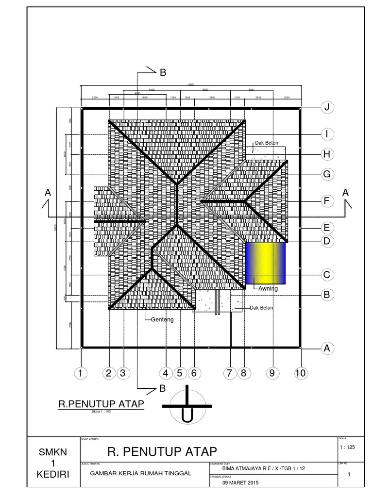 Contoh Plot Hasil Auto Cad Rumah Type 120 | PDF