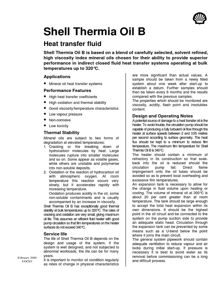 Shell Thermia B Pds | PDF | Viscosity | Hvac