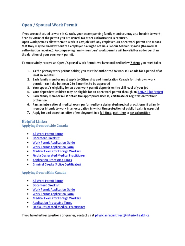 Open Work Permit for Spouses in Canada | PDF | Finance & Money Management