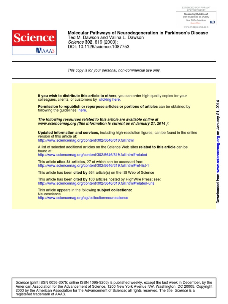Science:, 819 (2003) Ted M. Dawson and Valina L. Dawson | PDF ...
