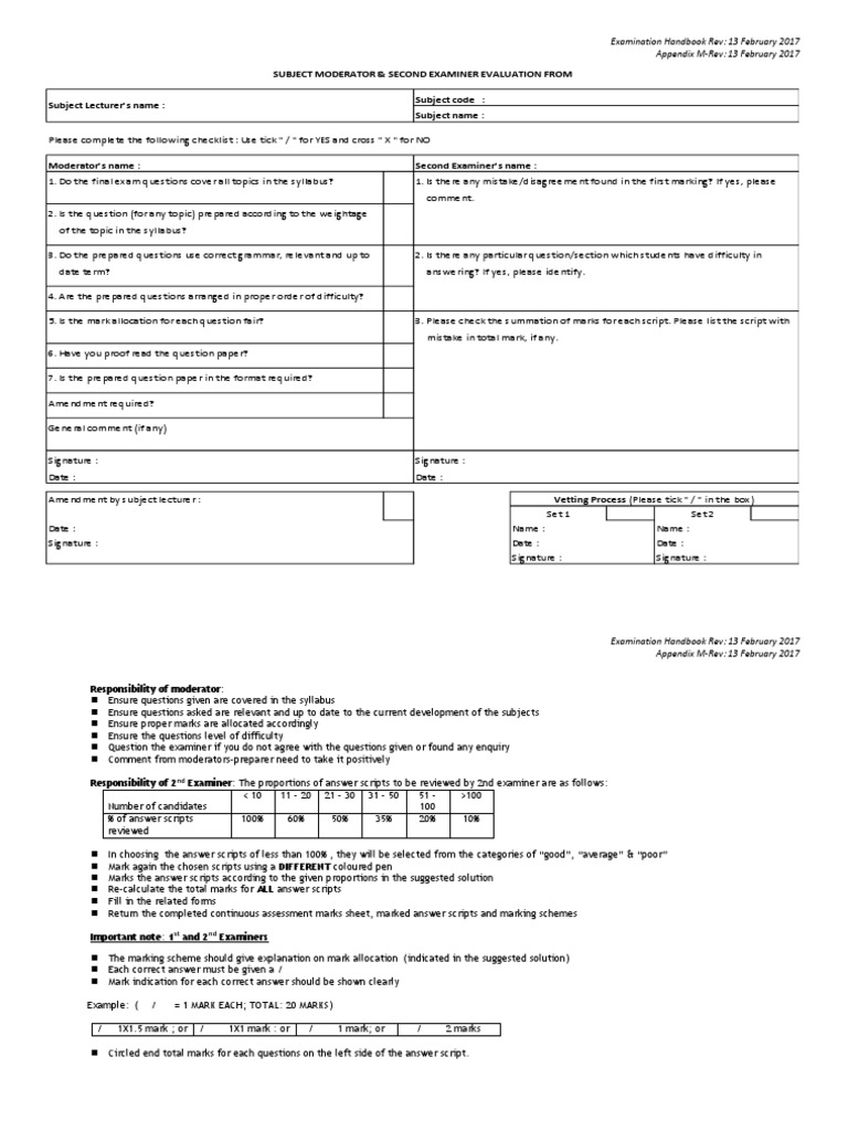 New Moderator Form | PDF | Question | Tests