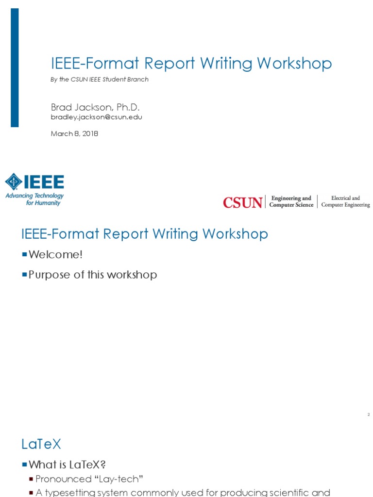 IEEE Format Report Writing Workshop | PDF | Te X | Graphic Design