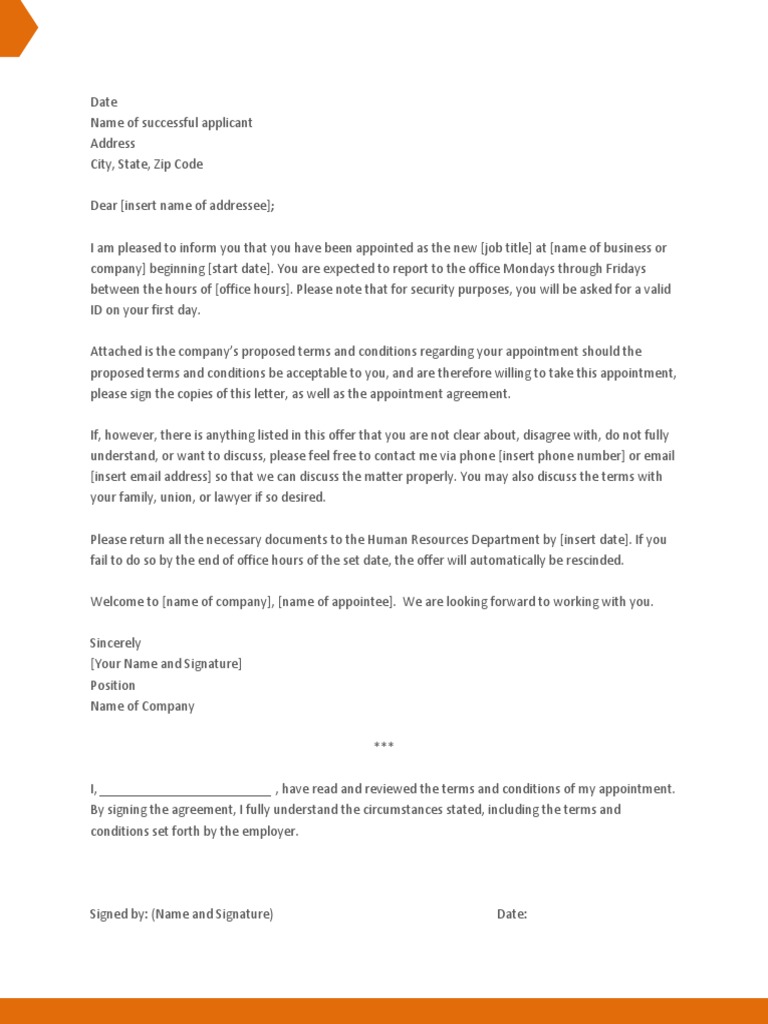 Appointment Letter Template | PDF