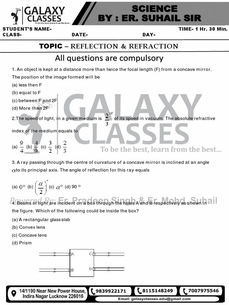 Science Class 10TH | PDF | Lens (Optics) | Electrodynamics