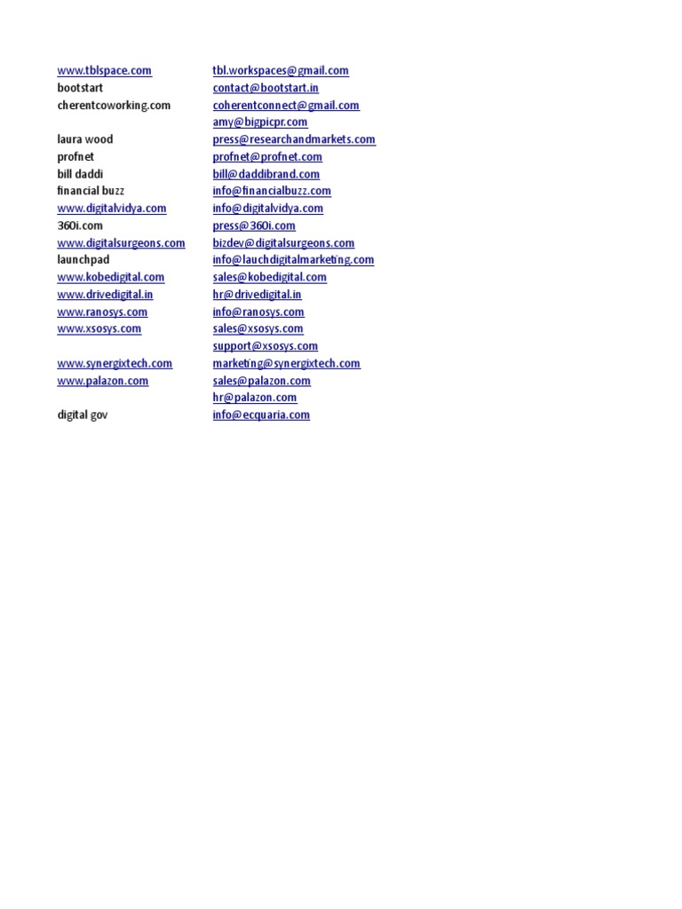 Company Email Address Directory | PDF | Computing And Information ...