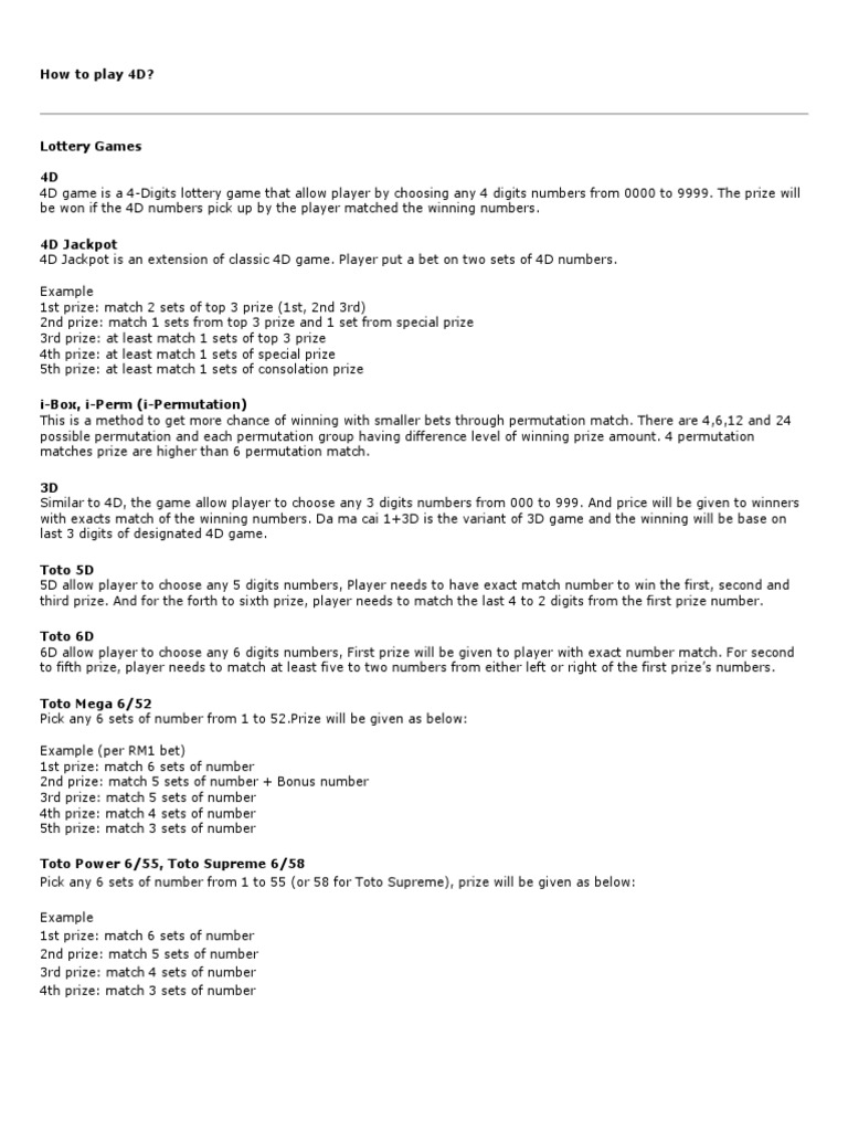 How To Play 4D | PDF