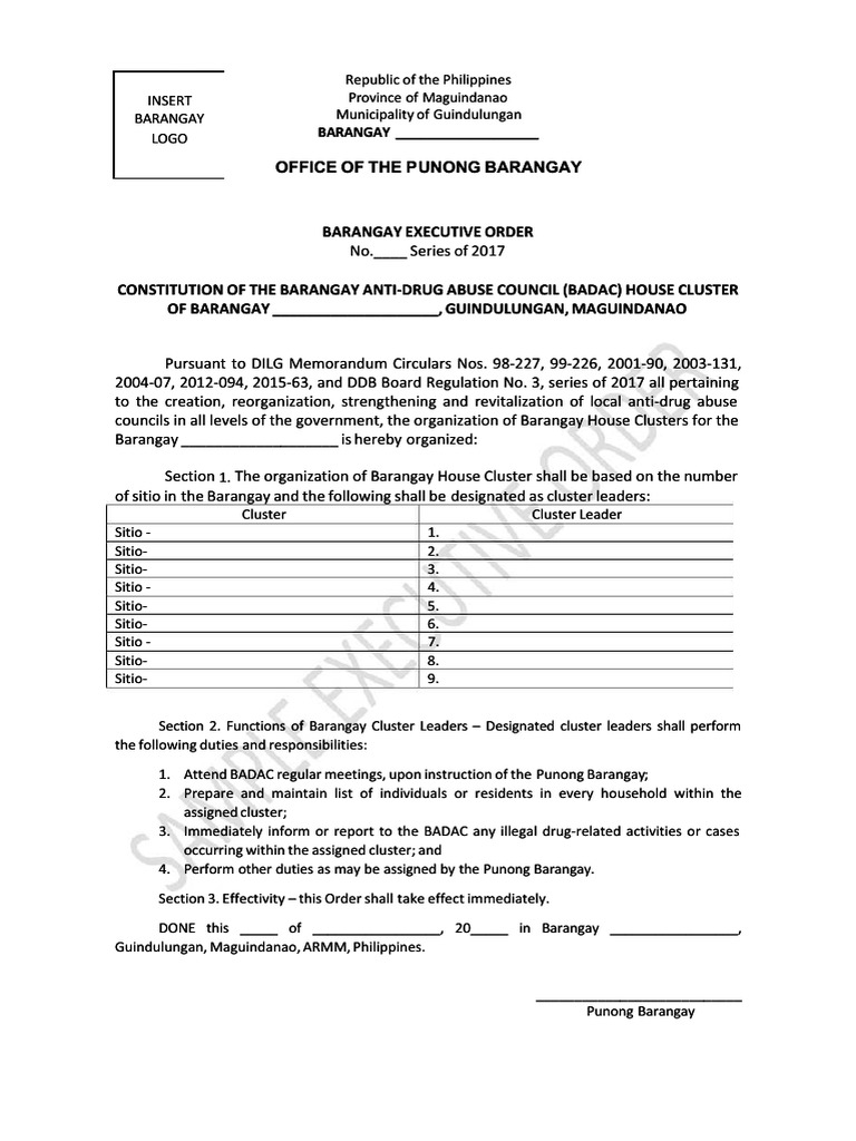 BADAC House Cluster Executive Order | PDF | Public Sphere | Virtue
