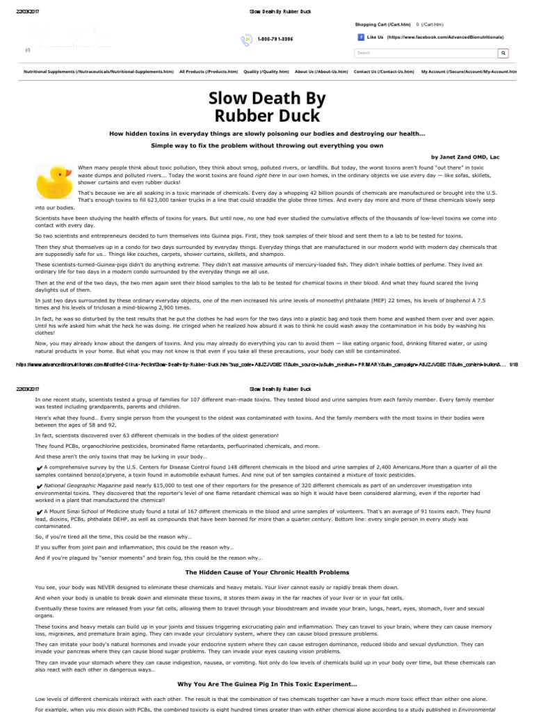 Slow Death By Rubber Duck Reveals Hidden Toxins Poisoning Our Health ... Slow Death By Rubber Duck Reveals Hidden Toxins Poisoning Our Health ...