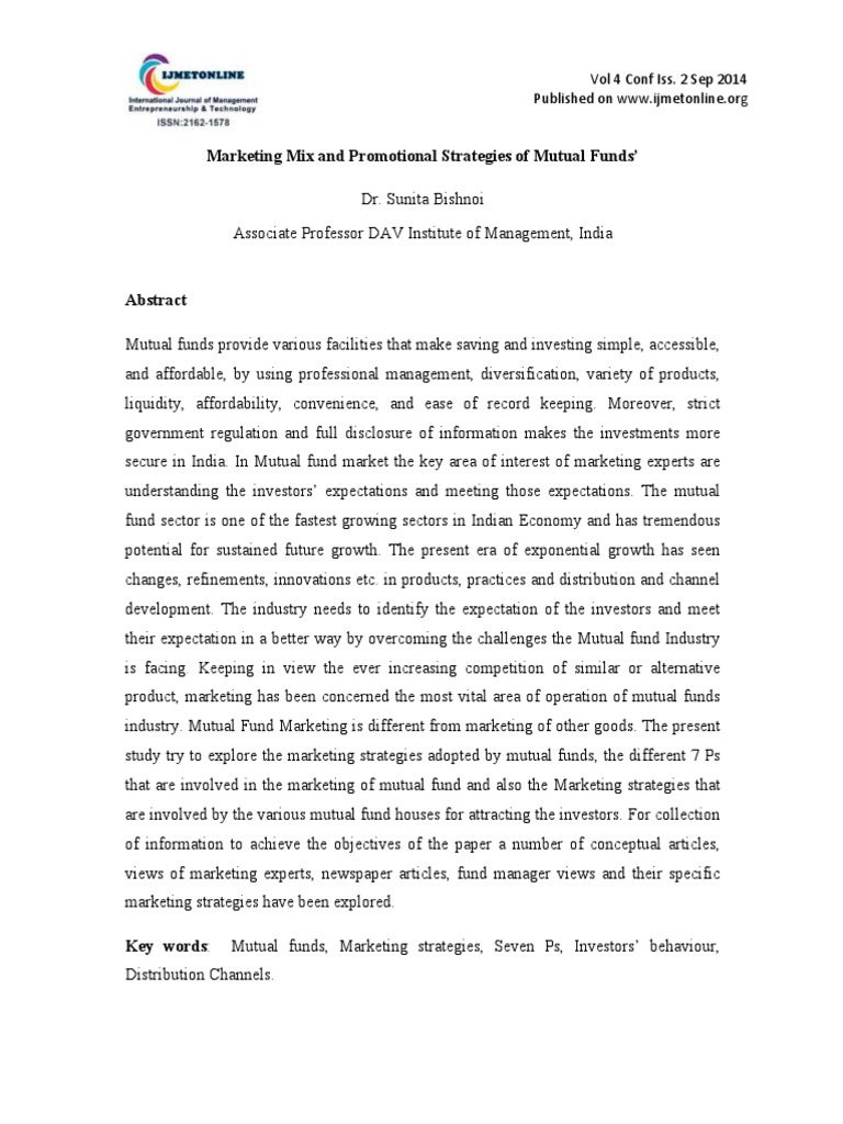 Marketing Strategy of HDFC Mutual Fund | PDF | Mutual Funds | Investor