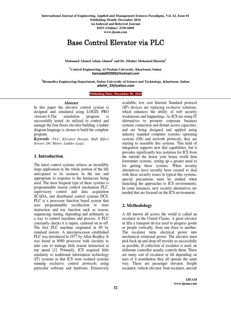 Base Control Elevator Via PLC | PDF | Elevator | Programmable Logic Controller