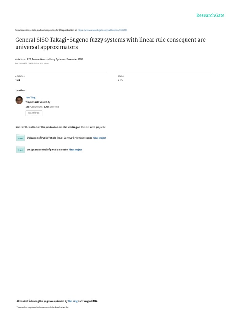 General SISO Takagi-Sugeno Fuzzy Systems With Linear Rule Consequent Are Universal Approximators ...