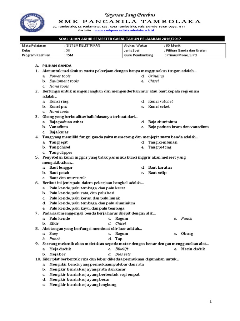 Soal Kelistrikan Xii TSM | PDF