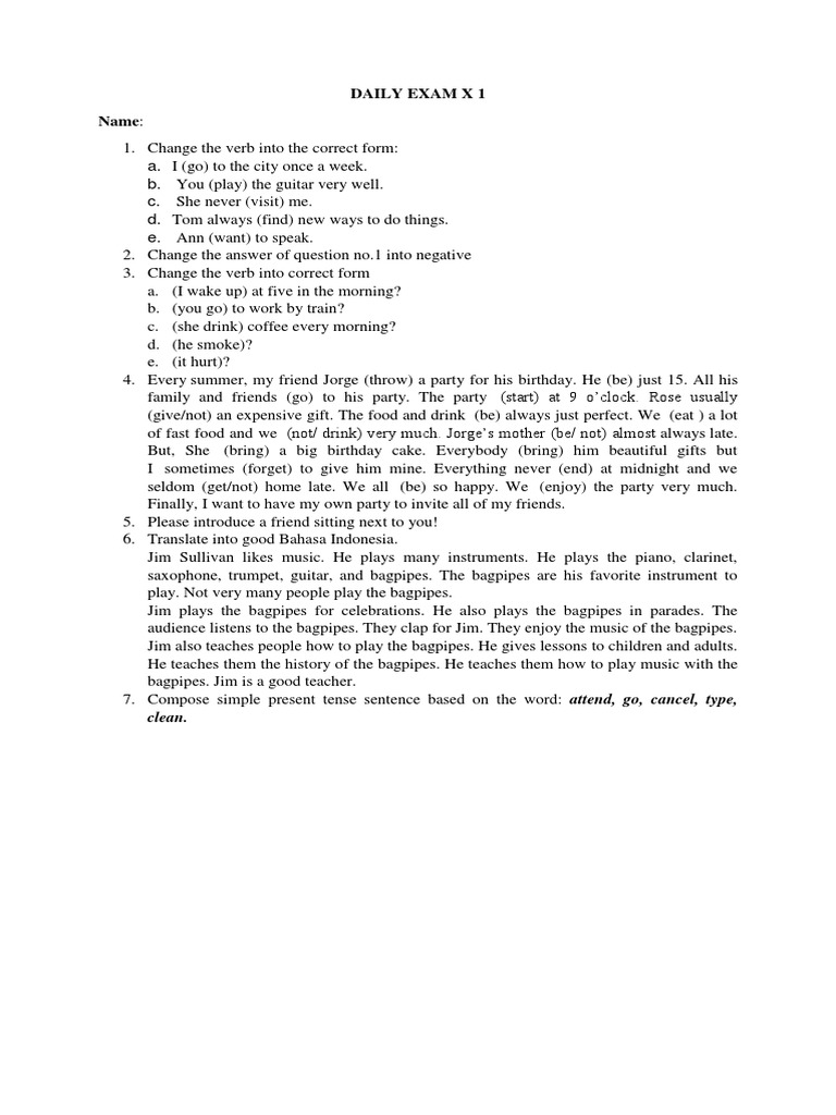 Daily Exam X 1 | PDF