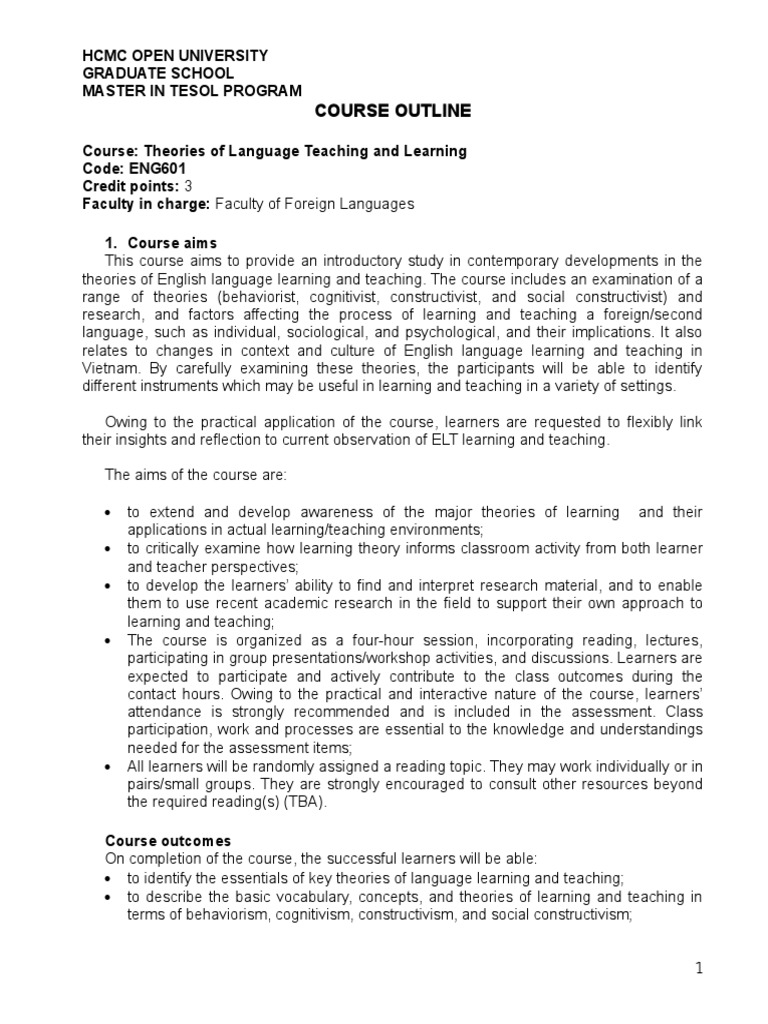 Theories of Language Learning & Teaching (Rev1) | PDF | Constructivism ...