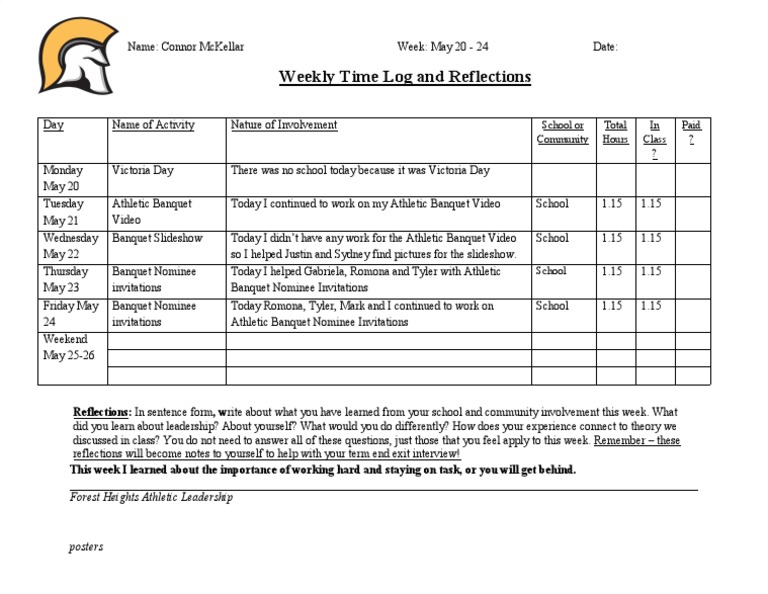 Weekly Time Logs Form May 20 - 24 | PDF