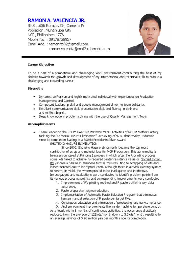 Ramon CV | PDF | Integrated Circuit | Quality Management