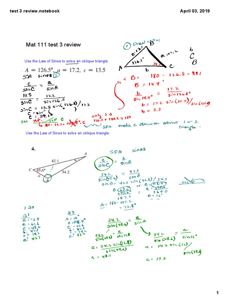 Mat 111 Test 3 Review | PDF