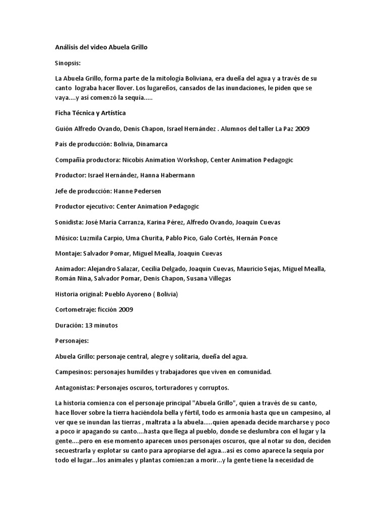 Abuela Grillo, la dueña del agua | PDF | Bolivia | Naturaleza