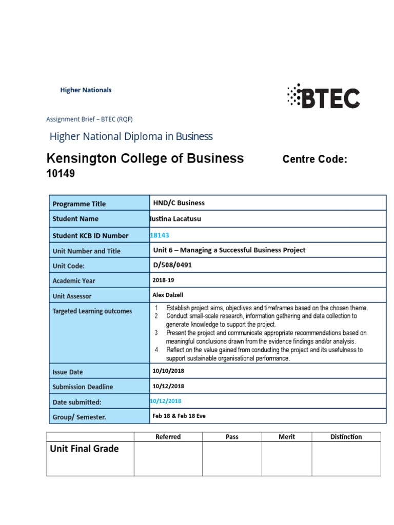 Assignment Managing A Successful Project | PDF | Project Management ...