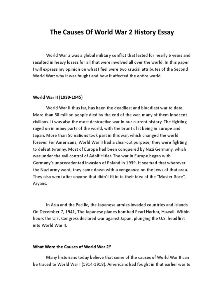 The Causes of World War 2 History Essay | PDF | World War II | Nazi Germany