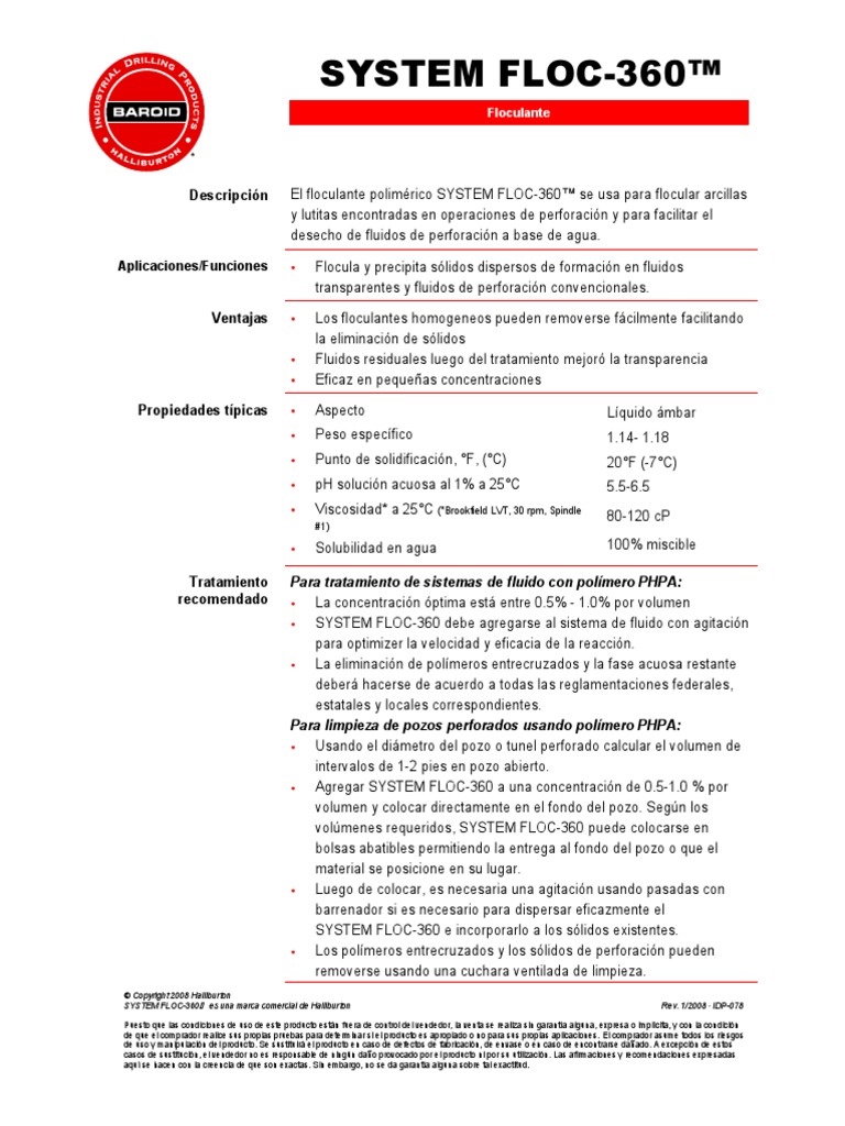 System Floc Baroid | PDF | Agua | Química