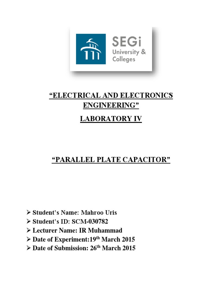 Parallel Plate Capacitor Experiment | PDF | Capacitor | Electric Field