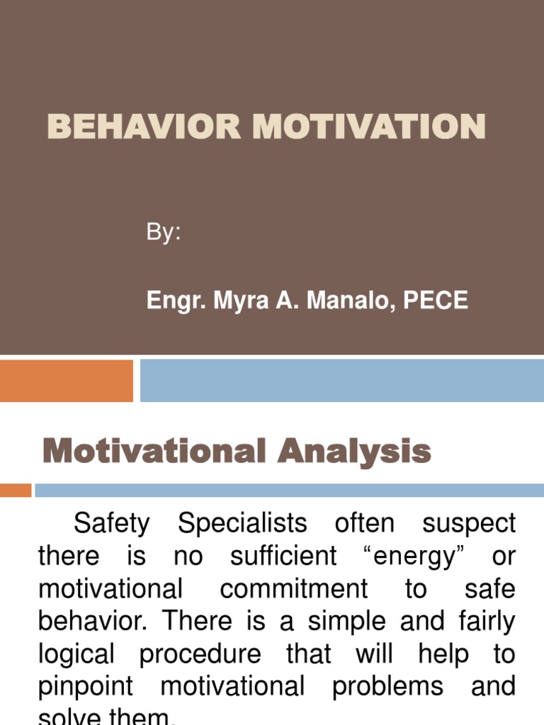Behavior Motivation: Engr. Myra A. Manalo, PECE | Download Free PDF ...