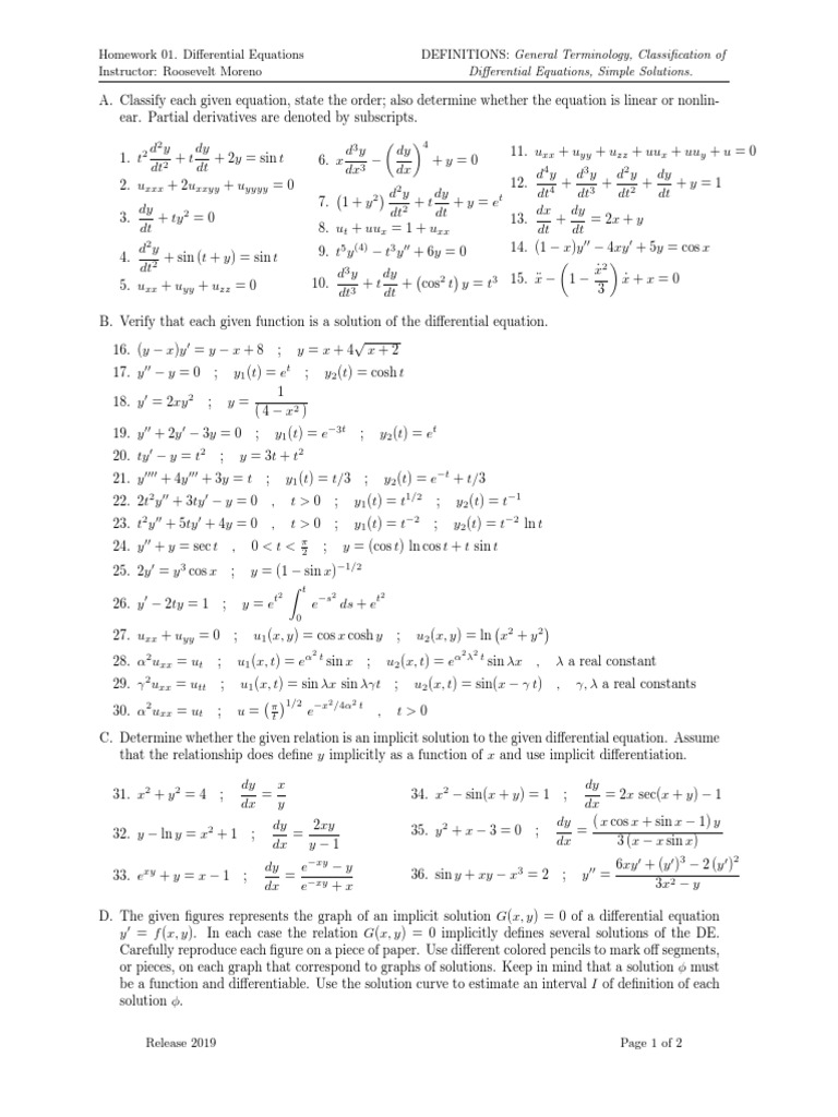 Taller Ecuaciones Diferenciales | PDF | Differential Equations | Equations