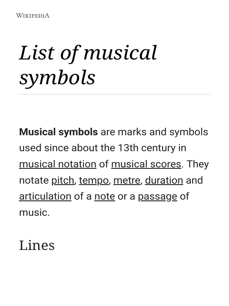 List of Musical Symbols | PDF | Clef | Performing Arts
