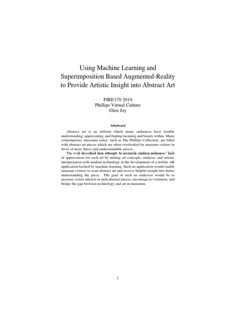 Augmented Reality for Abstract Art Insight | PDF | Augmented Reality ...