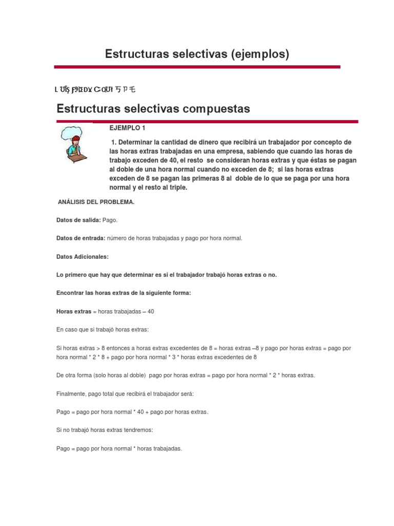 Ejemplos de estructuras selectivas | PDF | Algoritmos | Informática teórica