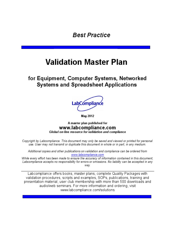 M 171 Validation Masterplan | PDF | Verification And Validation ... M 171 Validation Masterplan | PDF | Verification And Validation ...