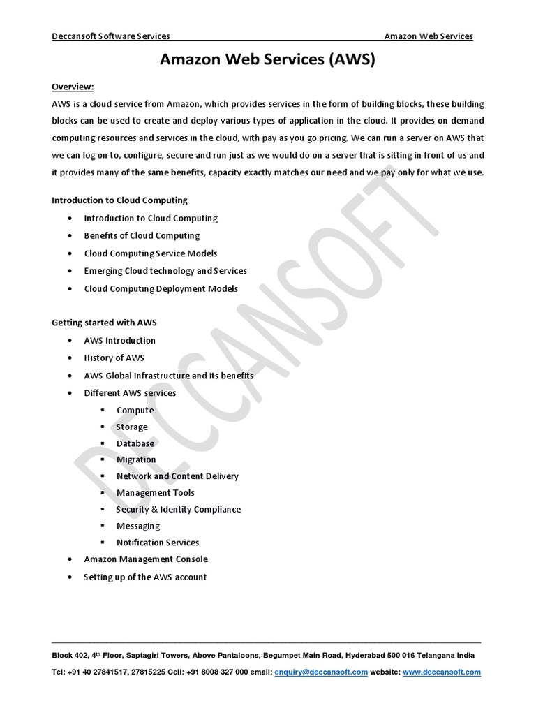 AWS Syllabus | PDF | Amazon Web Services | Cloud Computing