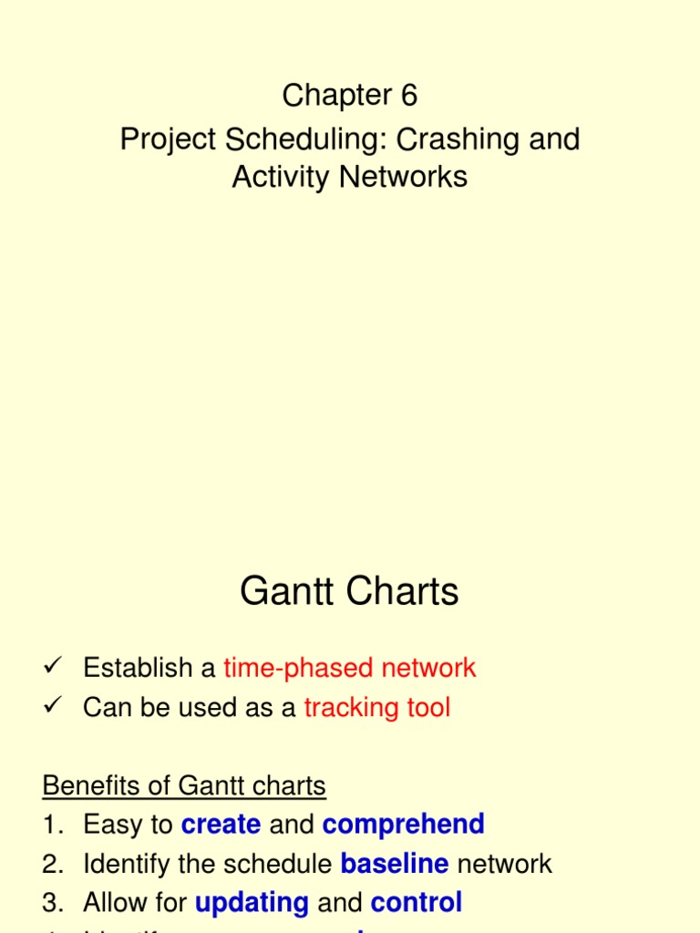 Chapter 6 Project Scheduling Lagging, Crashing and Activity Networks ...