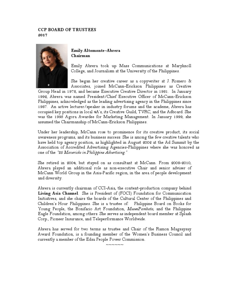 CCP Board: Leaders in Arts & Culture | PDF | Manila | Philippines