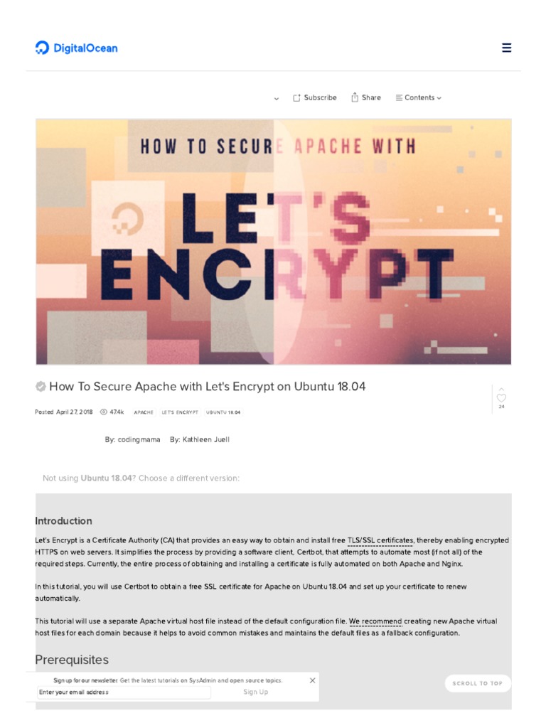 How To Secure Apache With Let's Encrypt On Ubuntu 18 | PDF | Public Key ...