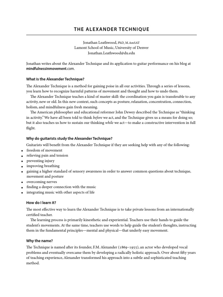 The Alexandertechnique: What Is The Alexander Technique? | PDF ...