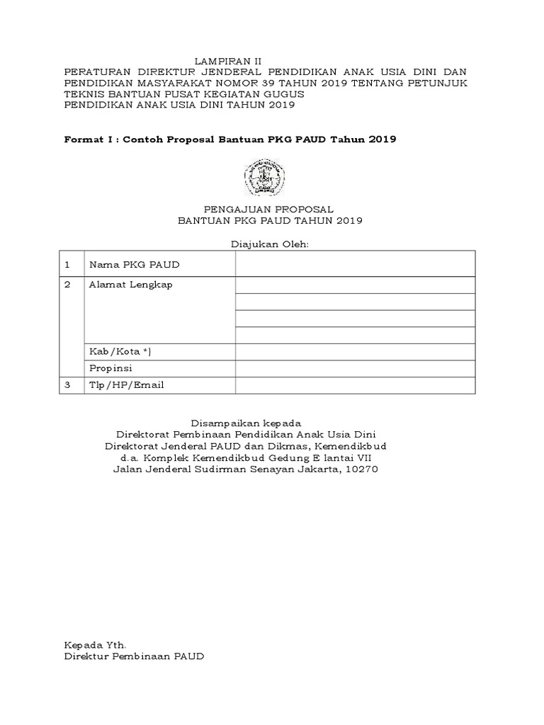 Proposal PKG Paud | PDF