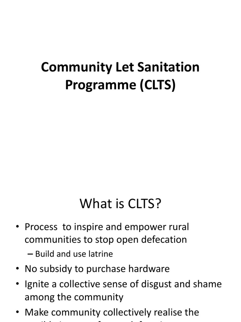 Community Let Sanitation Programme (CLTS) | PDF | Public Health | Hygiene