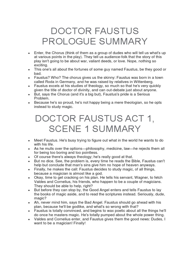 Marlowe Doktor Faustus Summary | PDF | Satan | Hell