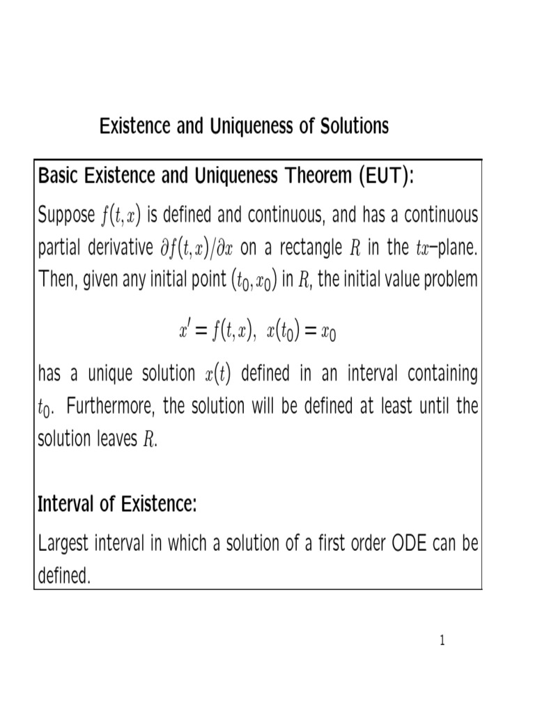 Existence and Uniqueness of Solution | PDF | Ordinary Differential ...