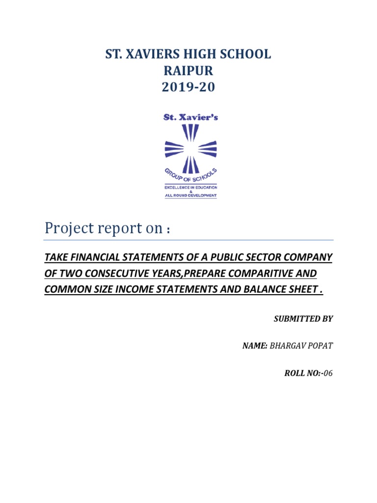 Project Report On: St. Xaviers High School Raipur 2019-20 | PDF