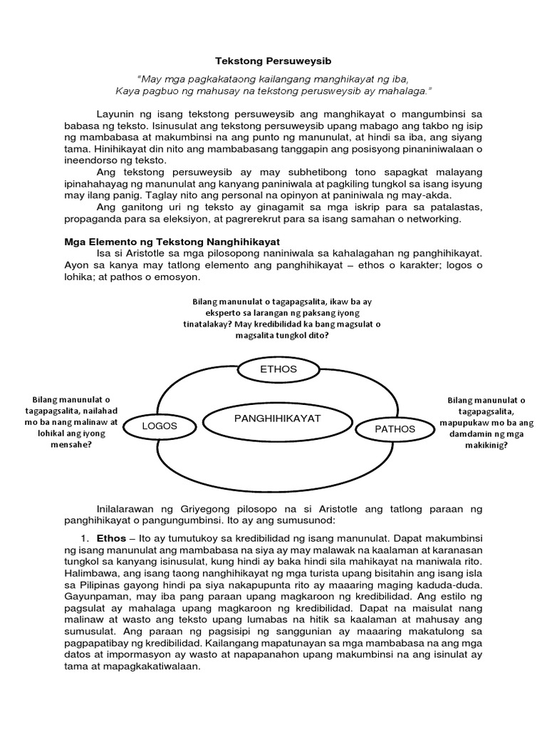 (Handout) Tekstong Persuweysib | PDF
