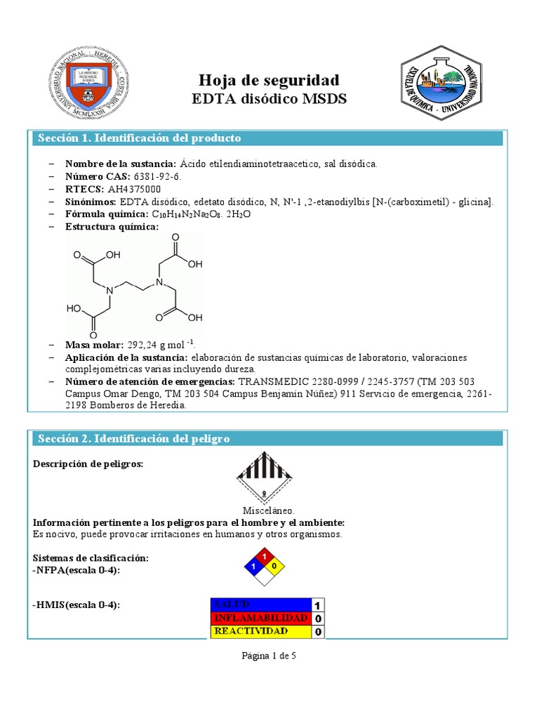 Edta Disodico | PDF | Contaminación | Ácido etilendiaminotetraacético