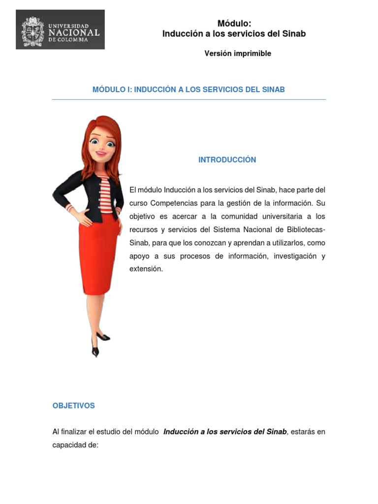 Inducción a Servicios del Sinab UNAL | PDF | bibliotecario | Bibliotecas